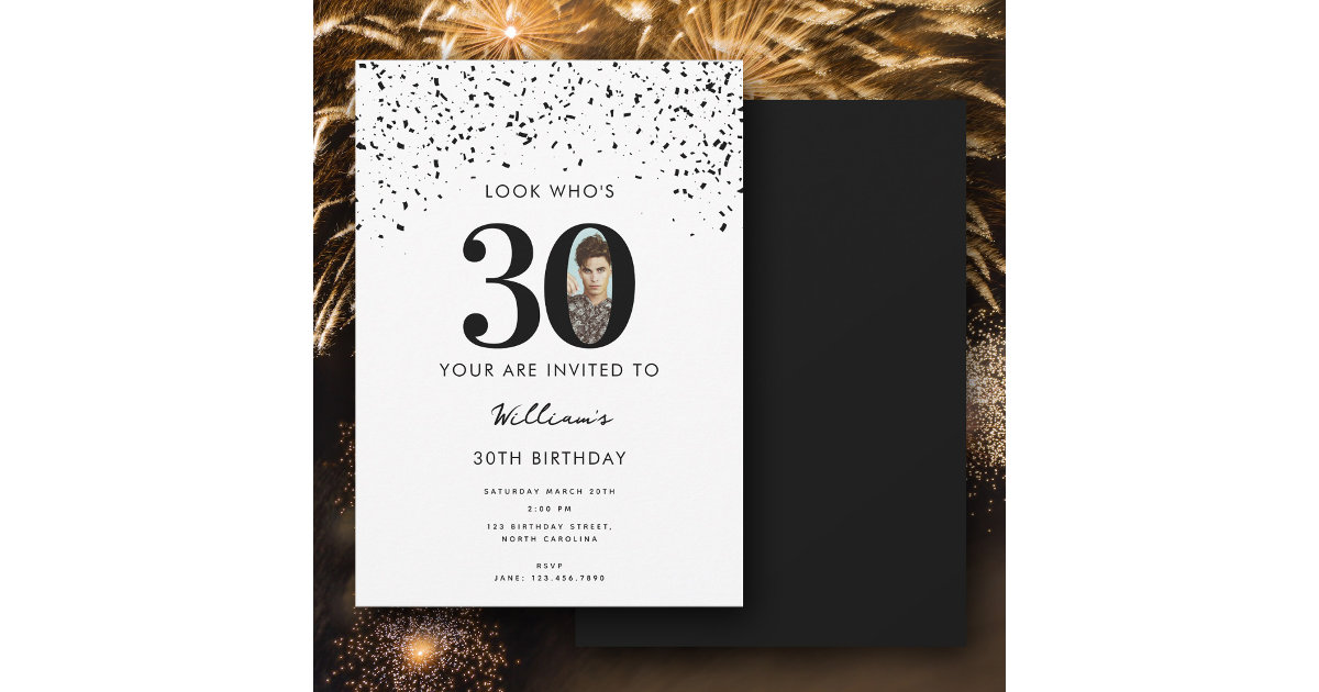 30th Birthday Party Look Who's 30 Modern Photo Invitation | Zazzle