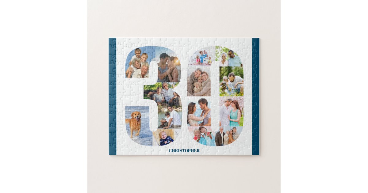30th Birthday Photo Collage Number 30 Keepsake Jigsaw Puzzle | Zazzle