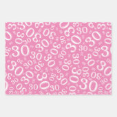 30th Birthday Pink & White Number Pattern 30 Wrapping Paper Sheets | Zazzle