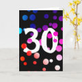 30th Birthday Rainbow Dots on Black Card | Zazzle