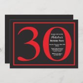 30th Birthday Red and Black Chalkboard Invitation | Zazzle