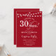30th Birthday - Red White Invitation | Zazzle