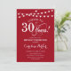 30th Birthday - Red White Invitation | Zazzle