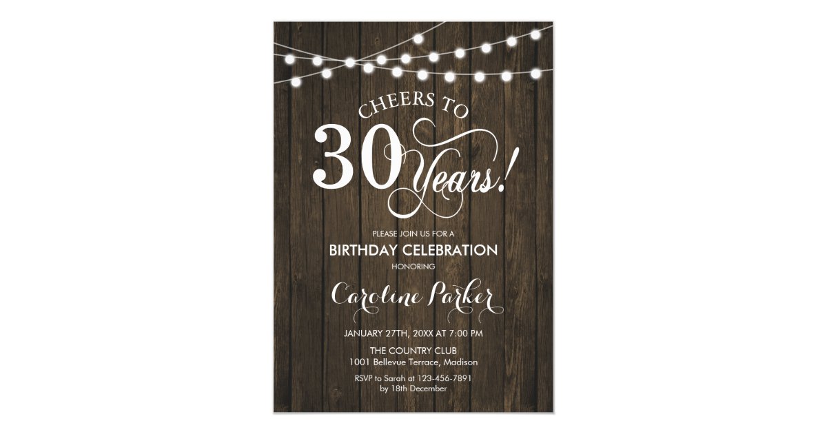 30th Birthday - Rustic Wood Pattern Invitation | Zazzle.com