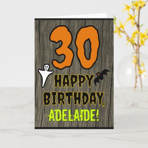 30th Birthday: Spooky Halloween Theme, Custom Name Card | Zazzle