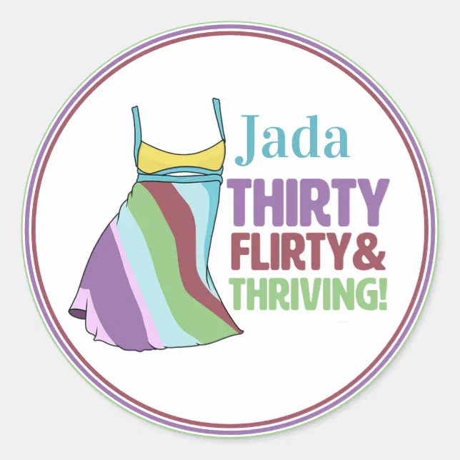 30th Birthday Stickers Thirty Flirty & Thriving | Zazzle