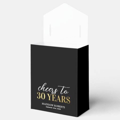 30th Birthday Thank You Black Gold Favor Box | Zazzle