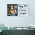 30th Blue Photo Happy Birthday Banner | Zazzle