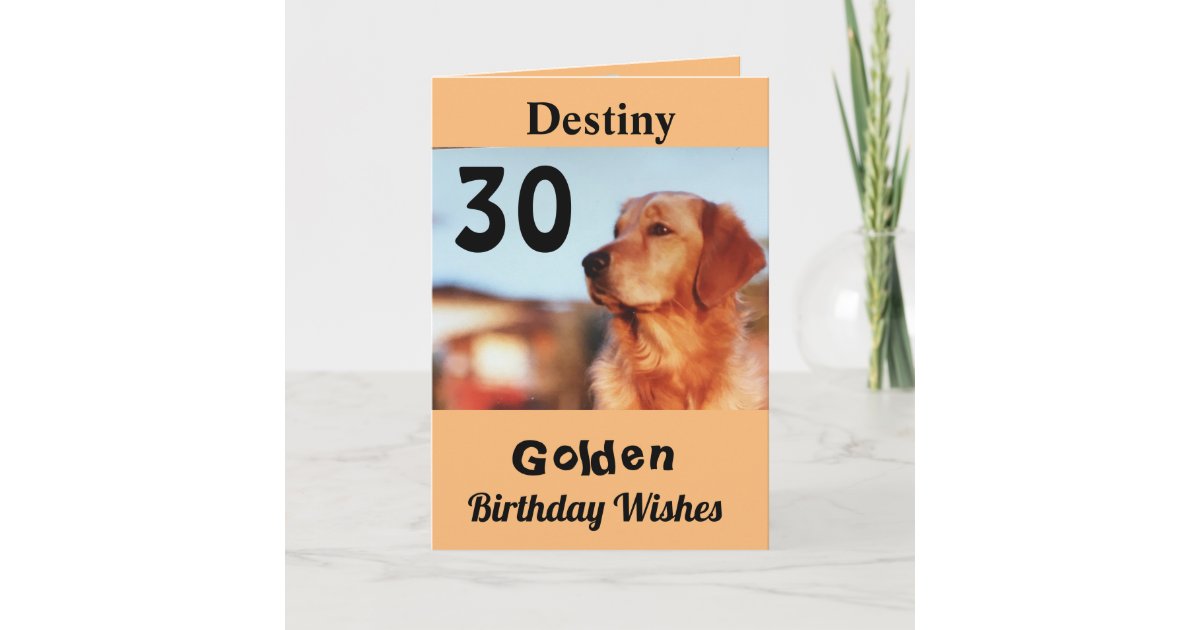 30th Golden Birthday Cute Retriever Greeting Card | Zazzle