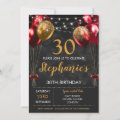 30th Invite Red Black Gold birthday Invitation | Zazzle