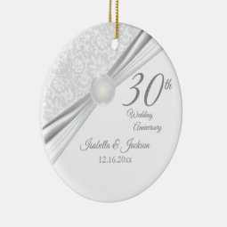 30th Pearl Anniversary Ceramic Ornament | Zazzle