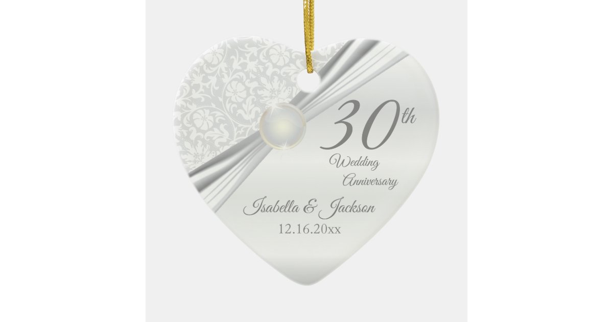 30th Pearl Anniversary Ceramic Ornament | Zazzle