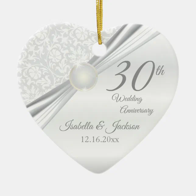 30th Pearl Anniversary Ceramic Ornament | Zazzle