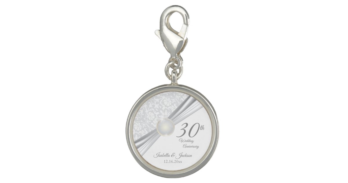 30th Pearl Anniversary Keepsake Design Charm | Zazzle