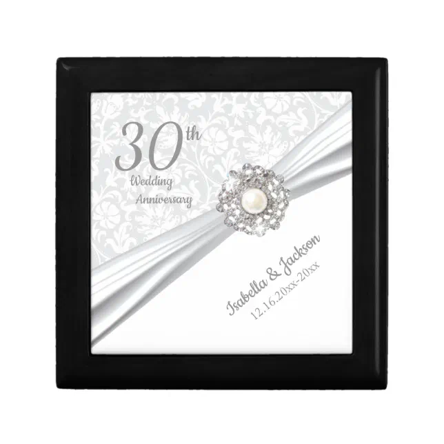 30th Pearl Jewel Wedding Anniversary Design Jewelry Box | Zazzle