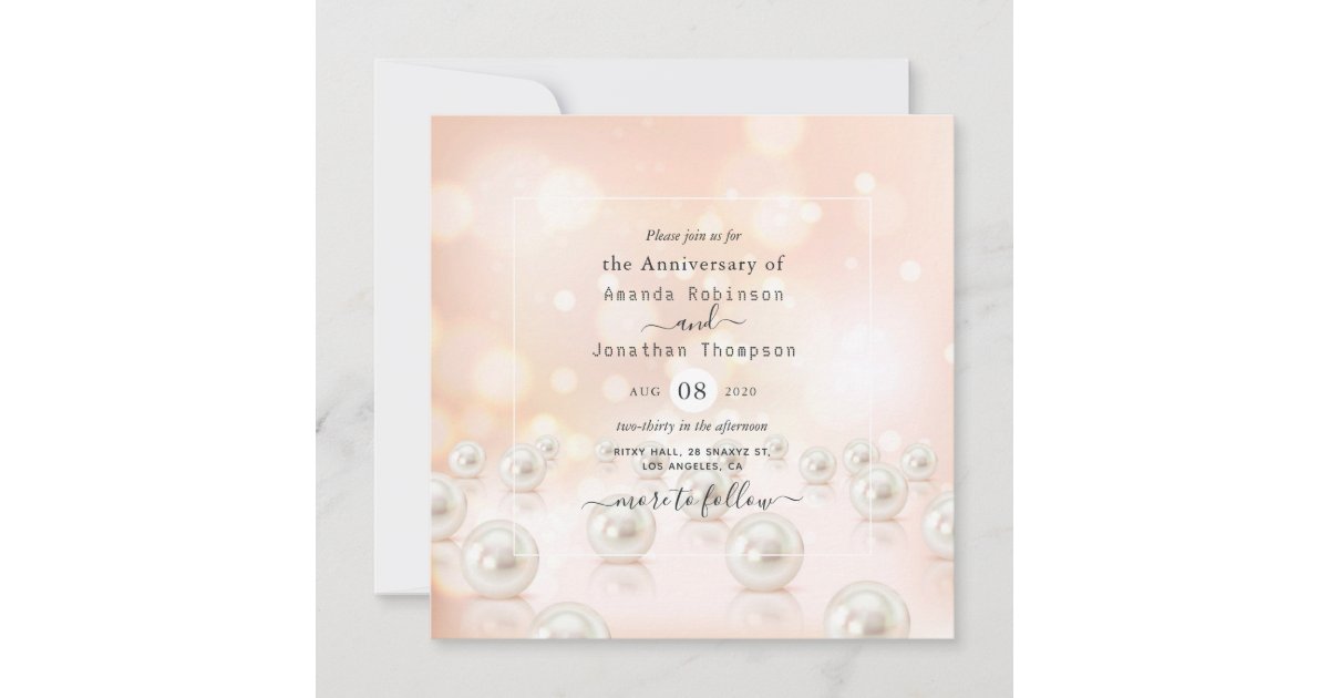 30th Pearl Wedding Anniversary Invitation | Zazzle