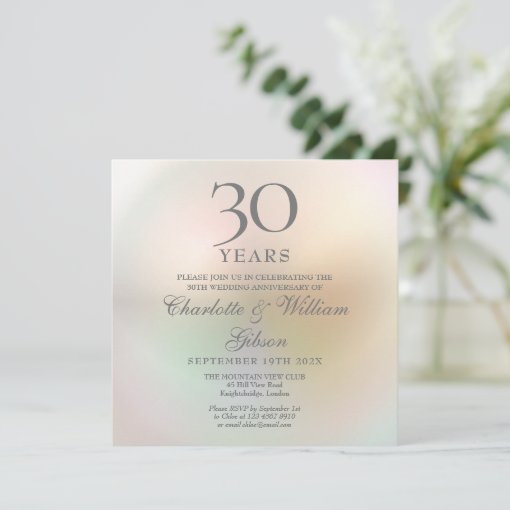 30th Pearl Wedding Anniversary Photo Square Invita Invitation | Zazzle
