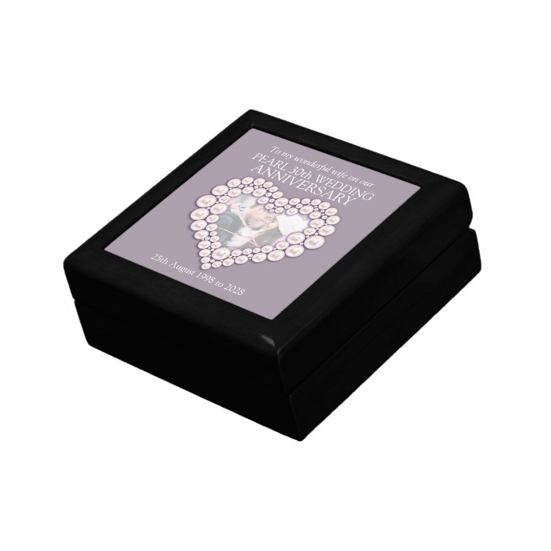 30th pearl wedding anniversary photo wife gift box | Zazzle