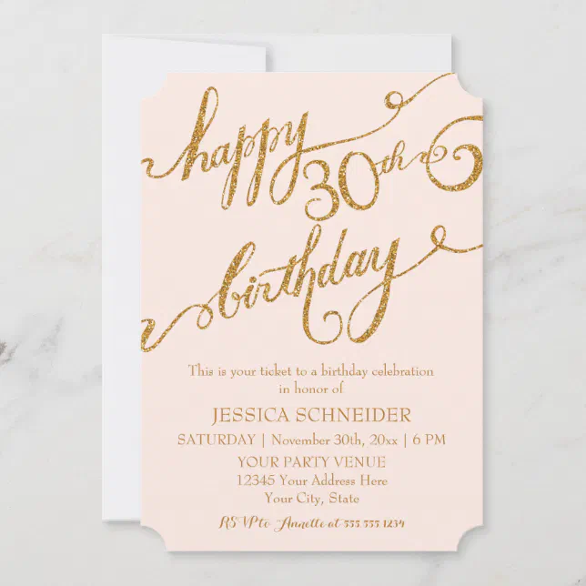 30th, Thirtieth Birthday Party Ticket Celebration Invitation | Zazzle