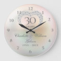 30th Wedding Anniversary Beautiful Pearl Heart Large Clock | Zazzle
