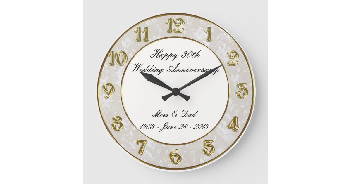 30th Wedding Anniversary Clock | Zazzle