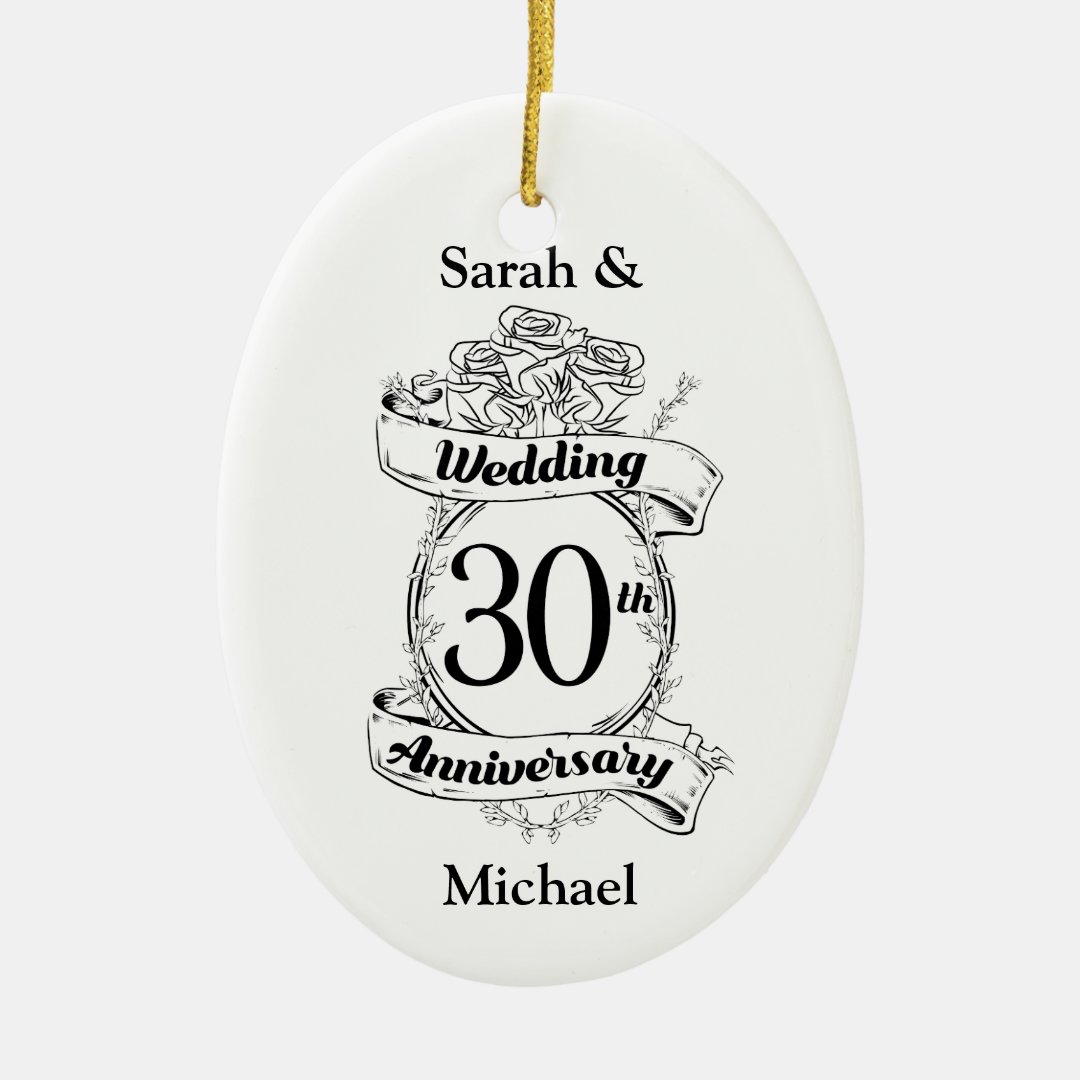 30th Wedding Anniversary Flowers Rose Romantic Ceramic Ornament | Zazzle