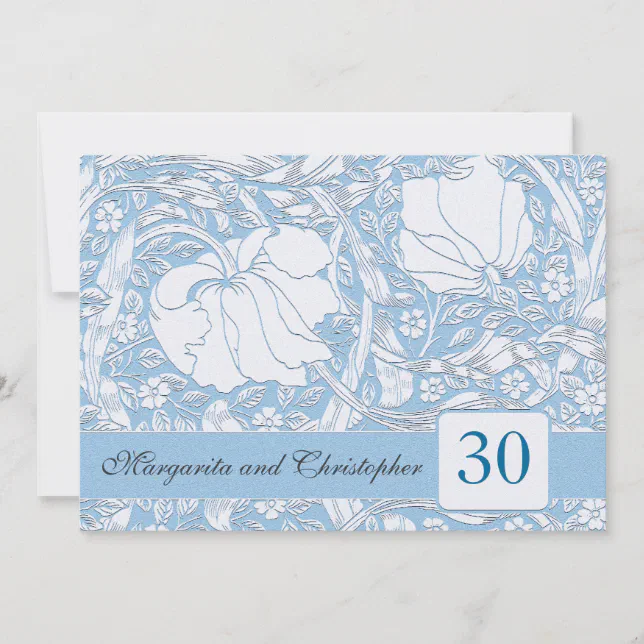 30th wedding anniversary light blue invitations | Zazzle