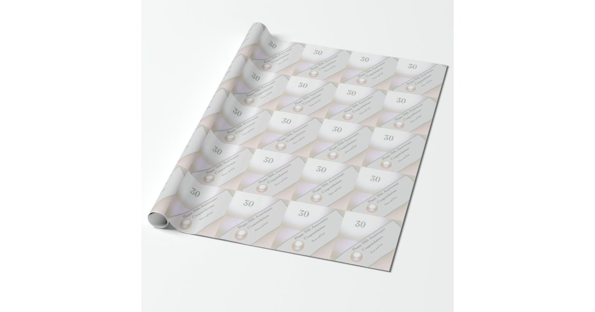 30th Wedding Anniversary Pearl Wrapping Paper | Zazzle