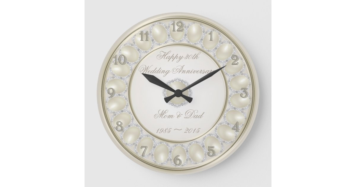 30th Wedding Anniversary Wall Clock | Zazzle