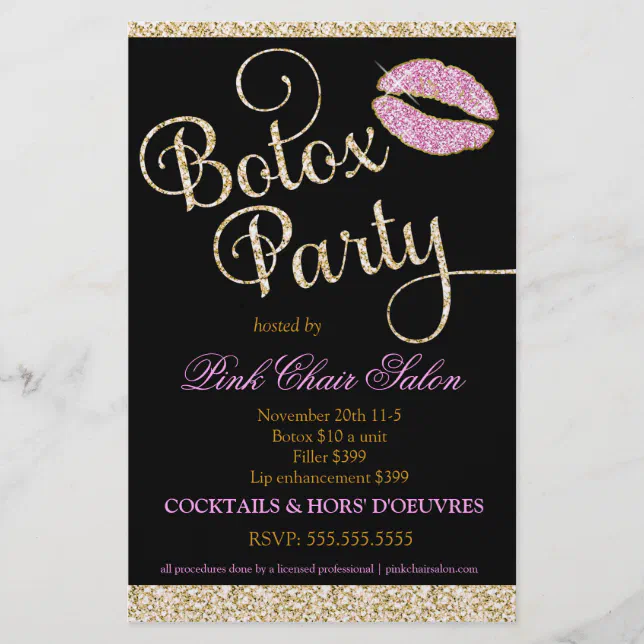 311 Botox Party Sparkle Lips Flyer | Zazzle