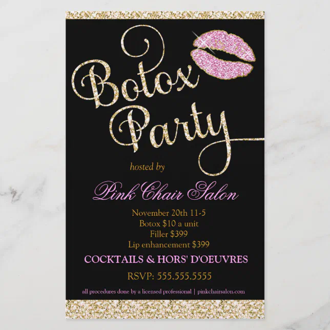 311 Botox Party Sparkle Lips Flyer | Zazzle