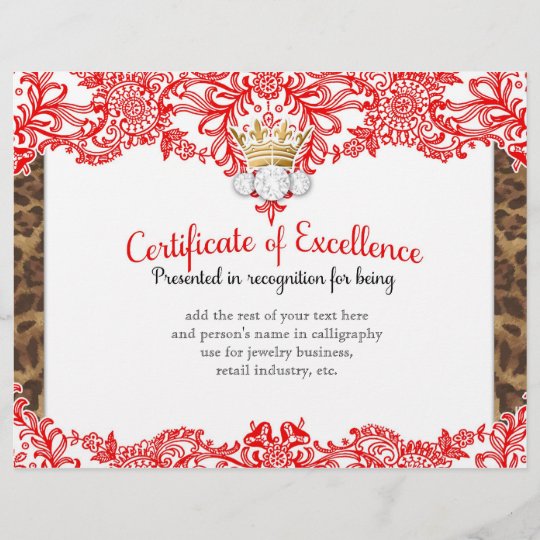 311 Crowning Certificate in Red Lace | Zazzle.com