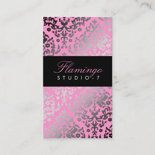 311 Dazzling Damask Flamingo Business Card | Zazzle
