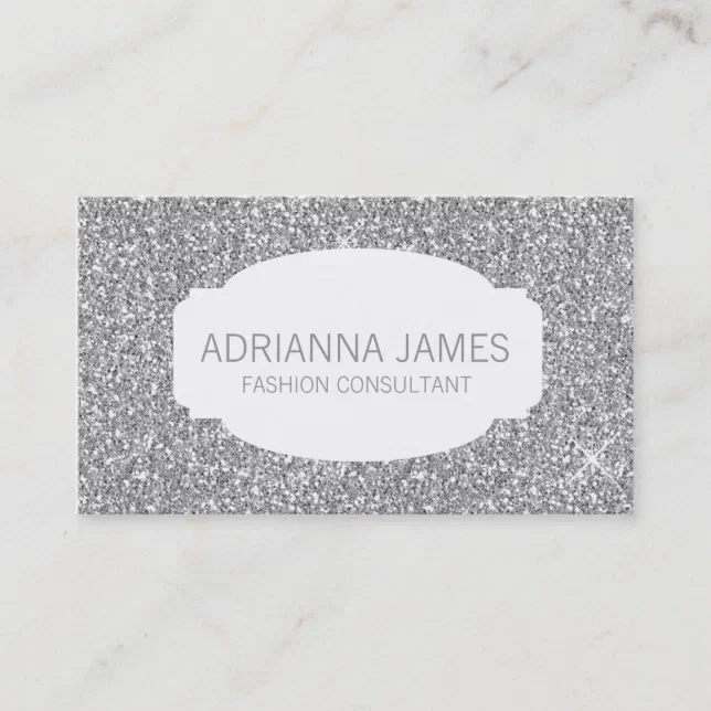 311 Faux Silver Sparkle Glitter Business Card | Zazzle