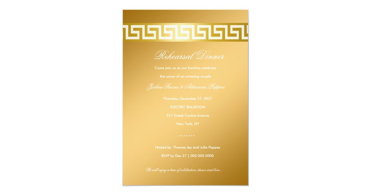 311-Golden Greek Key Invitation | Zazzle.com