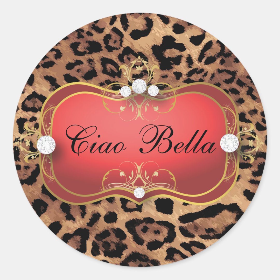 311 Jet Red Ciao Bella Leopard Sticker | Zazzle