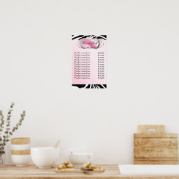 311-Lavish Pink Platter Zebra Price List Poster | Zazzle