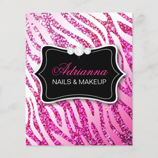 311 Pink Glitter Zebra Flyer | Zazzle