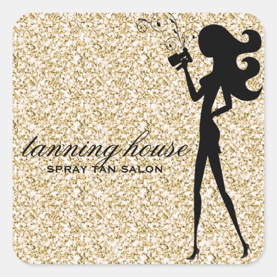 311 Spray Tan Fashionista Silhouette Faux Gold Square Sticker | Zazzle.com