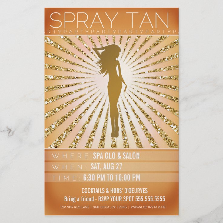 311 Sunburst Spray Tan Party Flyer | Zazzle