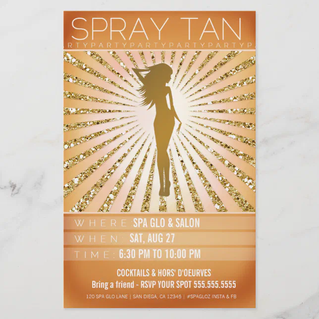 311 Sunburst Spray Tan Party Flyer | Zazzle