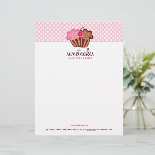 311-Sweet Cakes Cupcake Stationary Letterhead | Zazzle