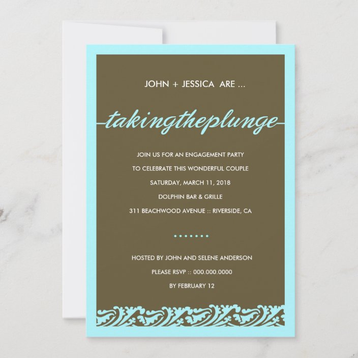 311 TAKING THE PLUNGE ENGAGEMENT INVITATION | Zazzle.com 311 TAKING THE PLUNGE ENGAGEMENT INVITATION | Zazzle.com