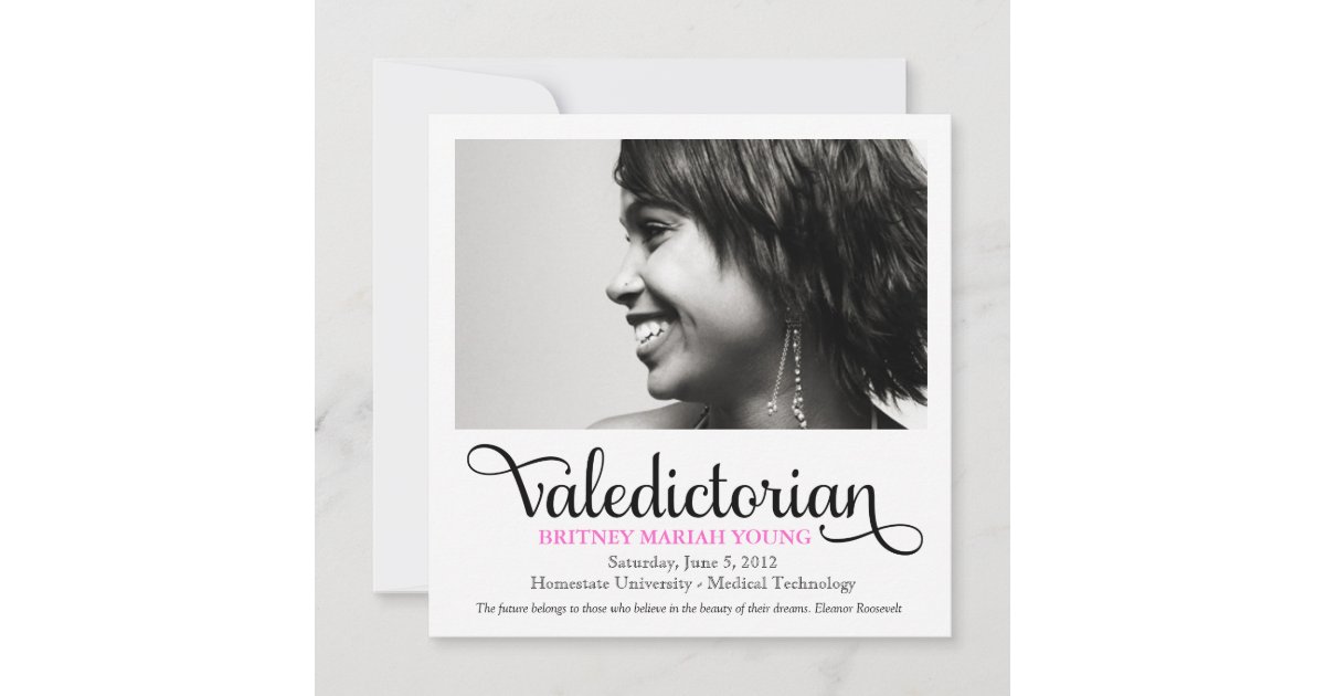 311 Valedictorian Inspirational Quote Graduation Announcement | Zazzle.com