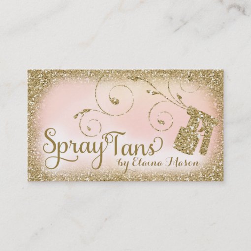 311 Vintage Glam Spray Tan Glitter B Card Loyalty | Zazzle
