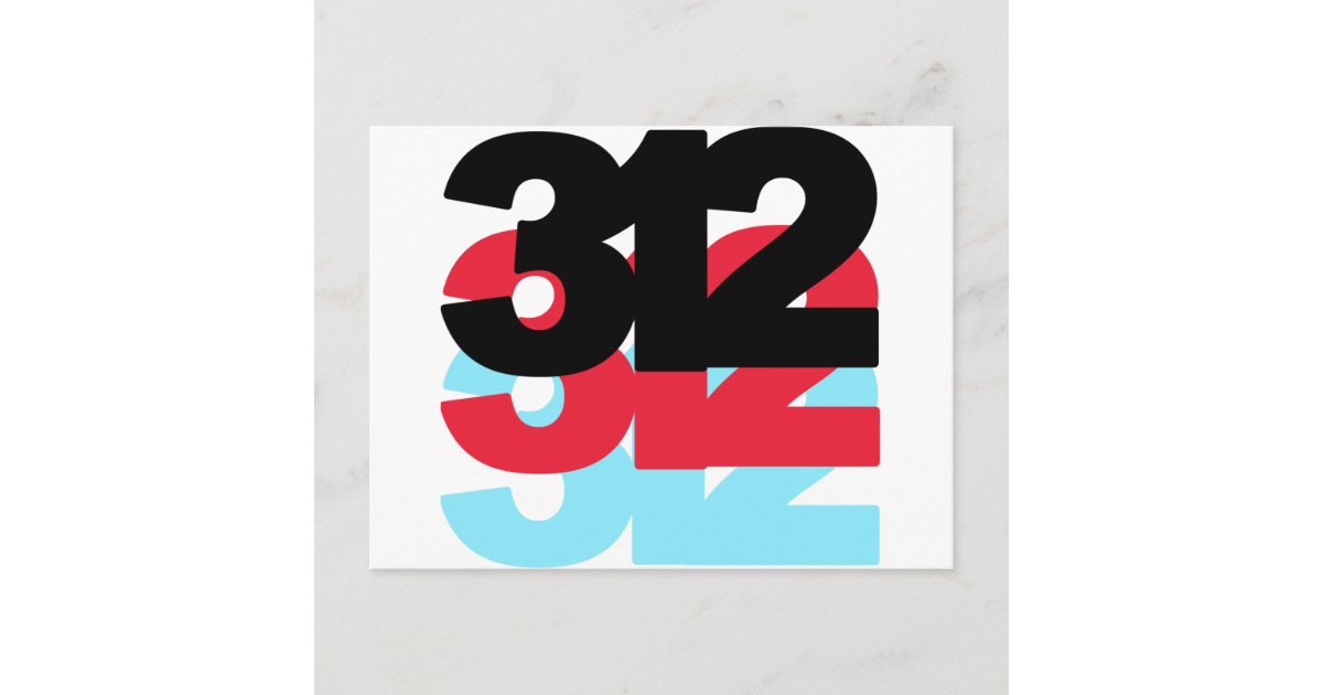 312 Area Code Postcard | Zazzle