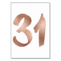 31 Table Number White Metallic Pink Rose Gold Table Number | Zazzle