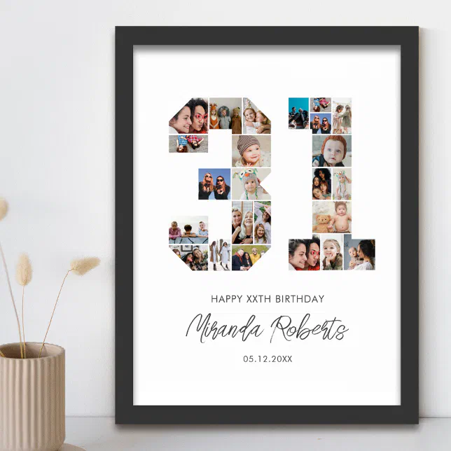 31st Birthday Number 31 Custom Photo Collage Poster | Zazzle