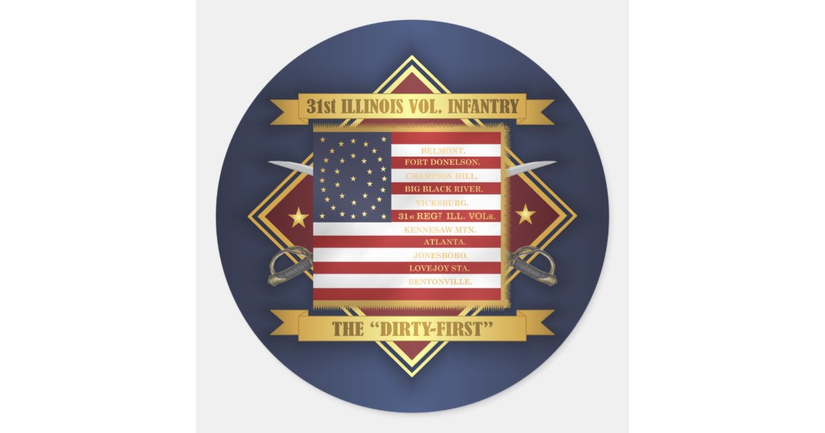 31st Illinois Volunteer Infantry Classic Round Sticker | Zazzle