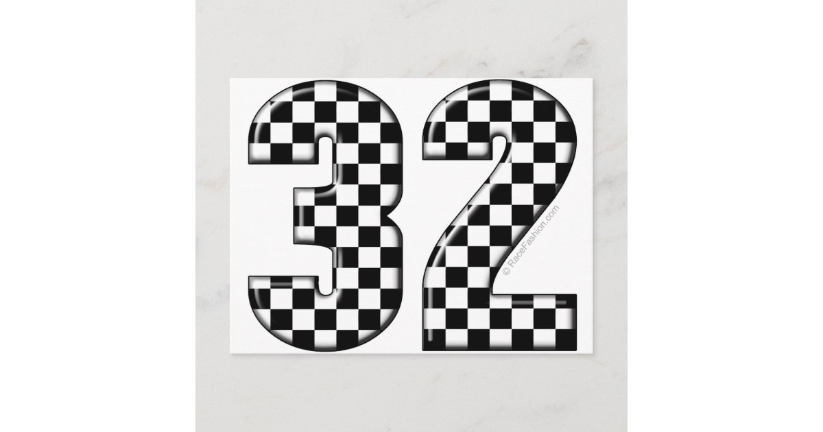 32 auto racing number postcard | Zazzle